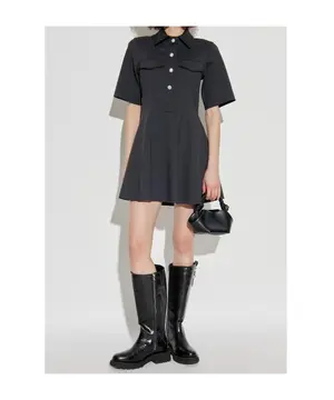 GANNI Neoprene Dress With Jeweled Buttons