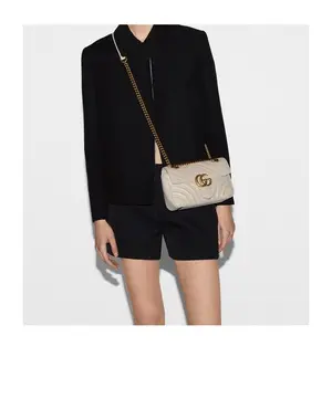 Gucci Gg Marmont Quilted Mini Shoulder Bag - Light Gray