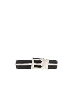 Bally Logo Buckle Stripe Belt - Black