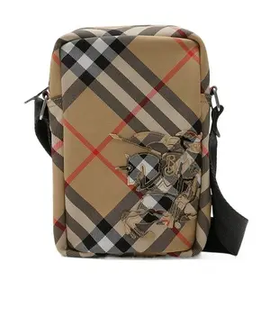 Burberry Checked Zipped Phone Bag - Sand