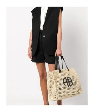 ANINE BING Large Rio Woven Tote Bag - Sand