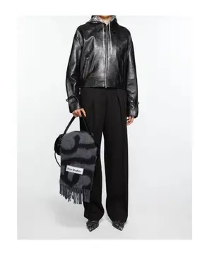 Acne Studios Logo Patch Fringed Edge Scarf