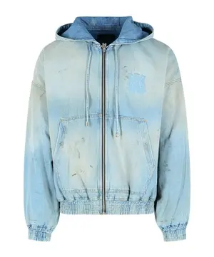 Amiri Ma Denim Zip Hoodie - Blue