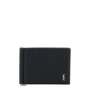 Saint Laurent Logo Plaque Bi-fold Wallet - Black