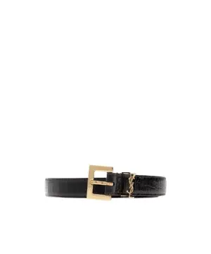Saint Laurent Saint Laurent Logo Plaque Belt Black Color