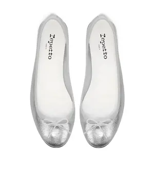 Repetto Ballerina Flats With Bow Detail - Silver