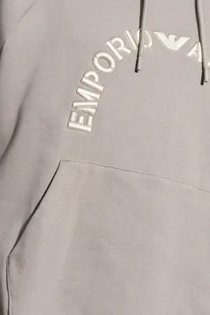 Emporio Armani Logo Embroidered Cotton Hoodie