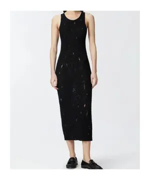 Pinko Sleeveless Round Neck Midi Dress With Back Logo
