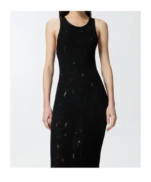 Pinko Sleeveless Round Neck Midi Dress With Back Logo