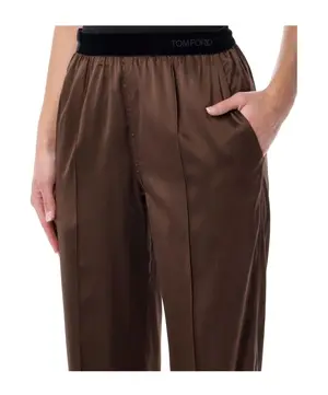 TOM FORD Satin Straight Leg Pants - Black