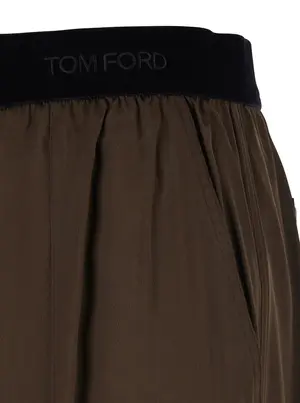 TOM FORD Satin Straight Leg Pants - Green