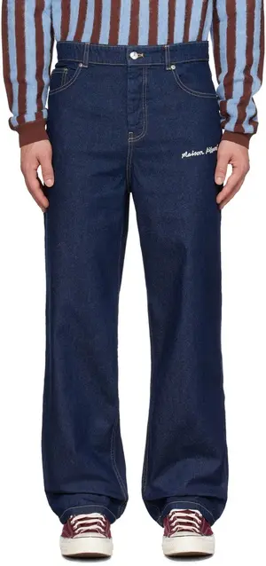 Maison Kitsuné Wide-leg Jeans With Embroidered Logo