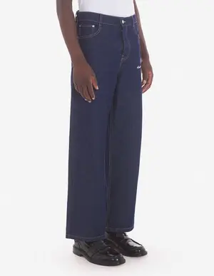 Maison Kitsuné Wide-leg Jeans With Embroidered Logo