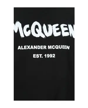 Alexander McQueen Graffiti Print Long Sleeve Sweatshirt - Black