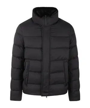 Herno High-neck Down Jacket With Quilted Details - Black