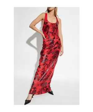 DIESEL® X Savage X Fenty Metallic Effect Maxi Dress - Red