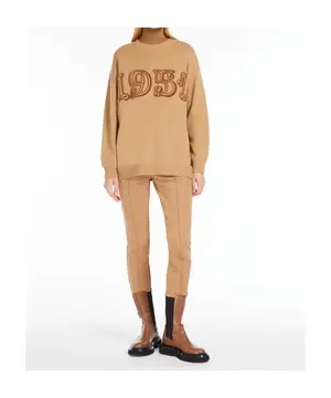 Max Mara Crewneck Jumper With Textured Embroidery - Camel