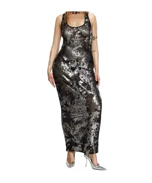 DIESEL® Metallic Effect Maxi Dress - Silver