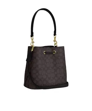 COACH Rowan Bucket Bag In Signature Canvas - Opal/walnut/black