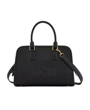 Mcm Medium Logo Embossed Aren Boston Bag