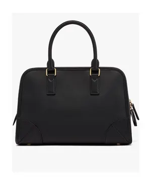 Mcm Medium Logo Embossed Aren Boston Bag