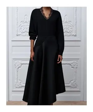Dior V-neck Lace Trim Sweater