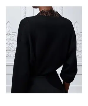 Dior V-neck Lace Trim Sweater