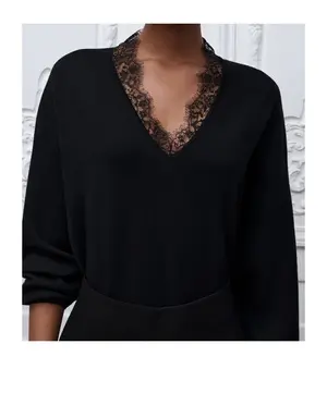 Dior V-neck Lace Trim Sweater
