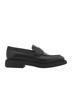 FERRAGAMO Logo Embossed Slip-on Loafers - Black