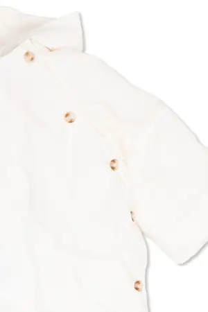 Bonpoint Quilted Hooded Snowsuit With Cherry Pattern