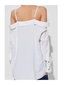 Versace Off-shoulder Long-sleeve Shirt With Metallic Accents