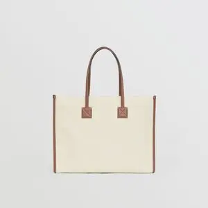 Burberry Logo Printed Medium Tote Bag - White