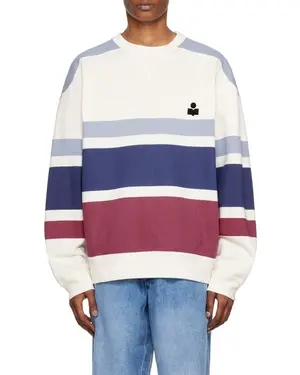 Isabel Marant Étoile Logo Printed Striped Sweatshirt - Blue