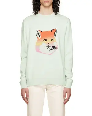 Maison Kitsuné Fox Head Intarsia Knit Jumper - Gray