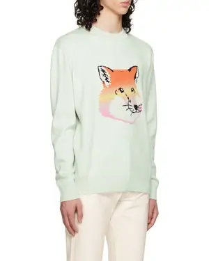 Maison Kitsuné Fox Head Intarsia Knit Jumper - Gray