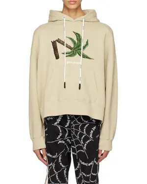 Palm Angels Palm Embroidered Drawstring Hoodie - Nude
