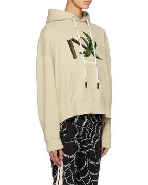 Palm Angels Palm Embroidered Drawstring Hoodie - Nude