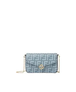 Fendi Monogram Chain Wallet - Blue