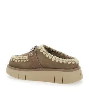 Mou Round Toe Slip-on Mules - Grey