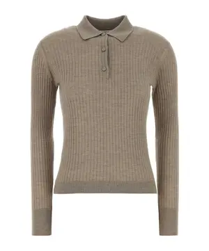 Max Mara Ribbed Knit Polo Shirt