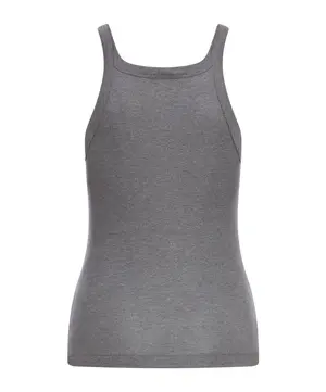 Fendi Sleeveless Ribbed Top With Logo Embroidery - Grey