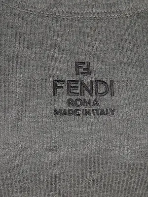 Fendi Sleeveless Ribbed Top With Logo Embroidery - Grey