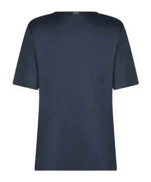 Herno Round Neck Short Sleeve T-shirt With Side Press-stud Detailing - Blue