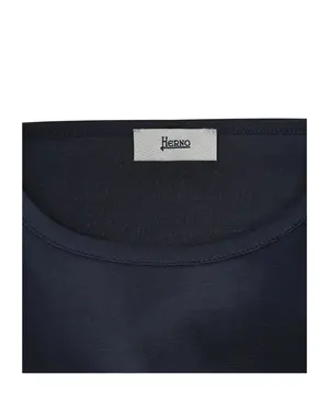 Herno Round Neck Short Sleeve T-shirt With Side Press-stud Detailing - Blue