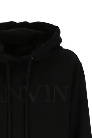 LANVIN Logo-embossed Drawstring Hoodie - Black