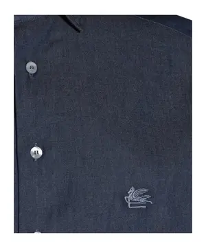 Etro Logo Embroidered Curved Hem Shirt