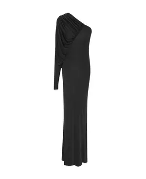 Saint Laurent Draped One-sleeved Maxi Dress