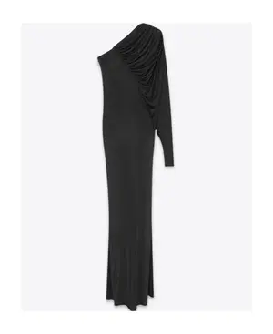Saint Laurent Draped One-sleeved Maxi Dress
