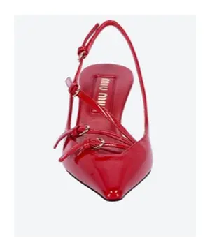 Miu Miu Pointed High-heeled Slingback Sandals