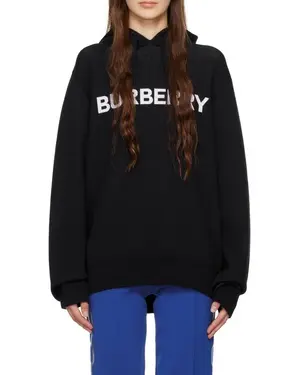 Burberry Logo Intarsia Ribbed Trim Hoodie